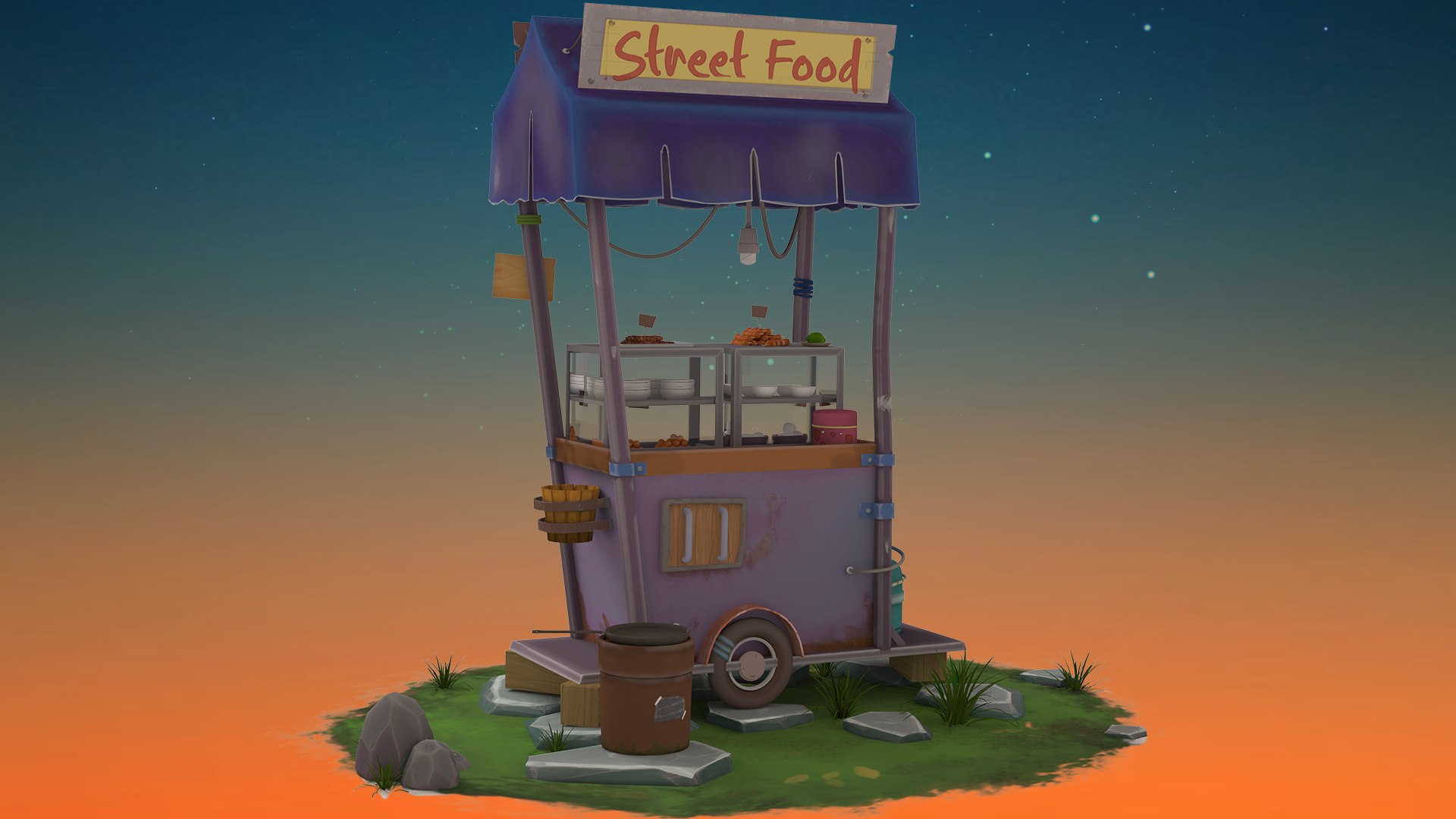 3D Street Food Cart - TurboSquid 1949860