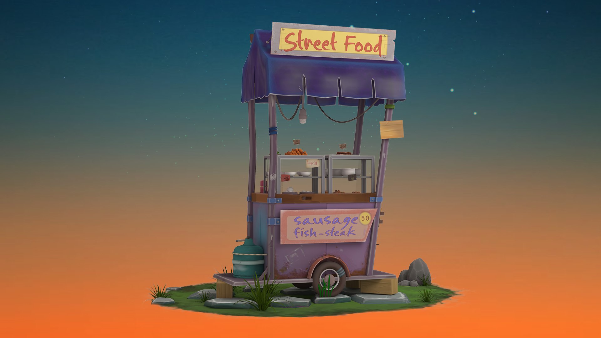 3D Street Food Cart - TurboSquid 1949860