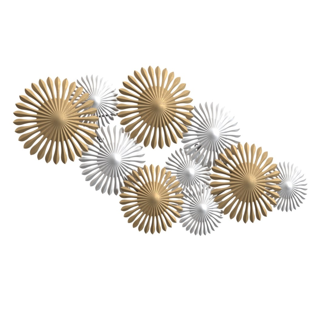 Sparks 45 Inch Wide Gold And Silver Metal Wall Art PBR 3D Model ...