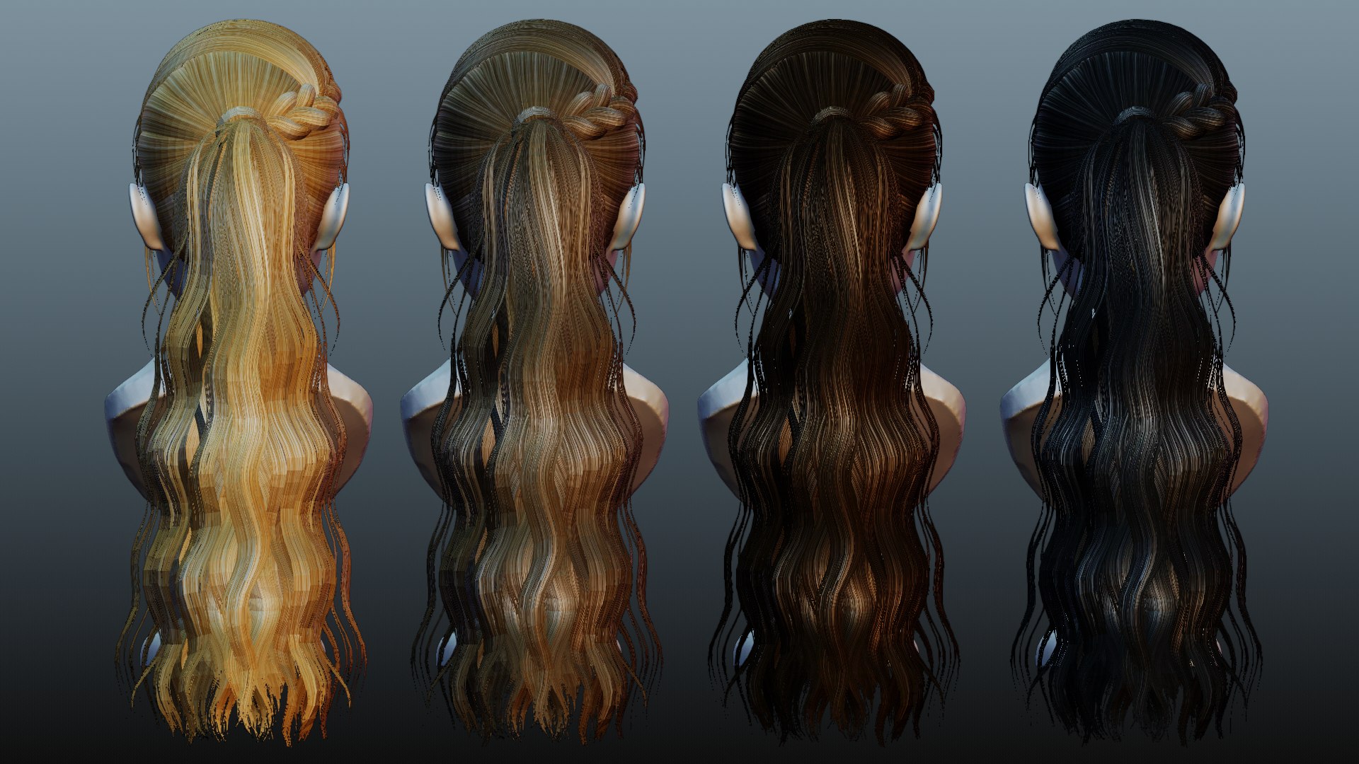 Female Long Hair Low Poly 4 Colors Model - TurboSquid 2129376