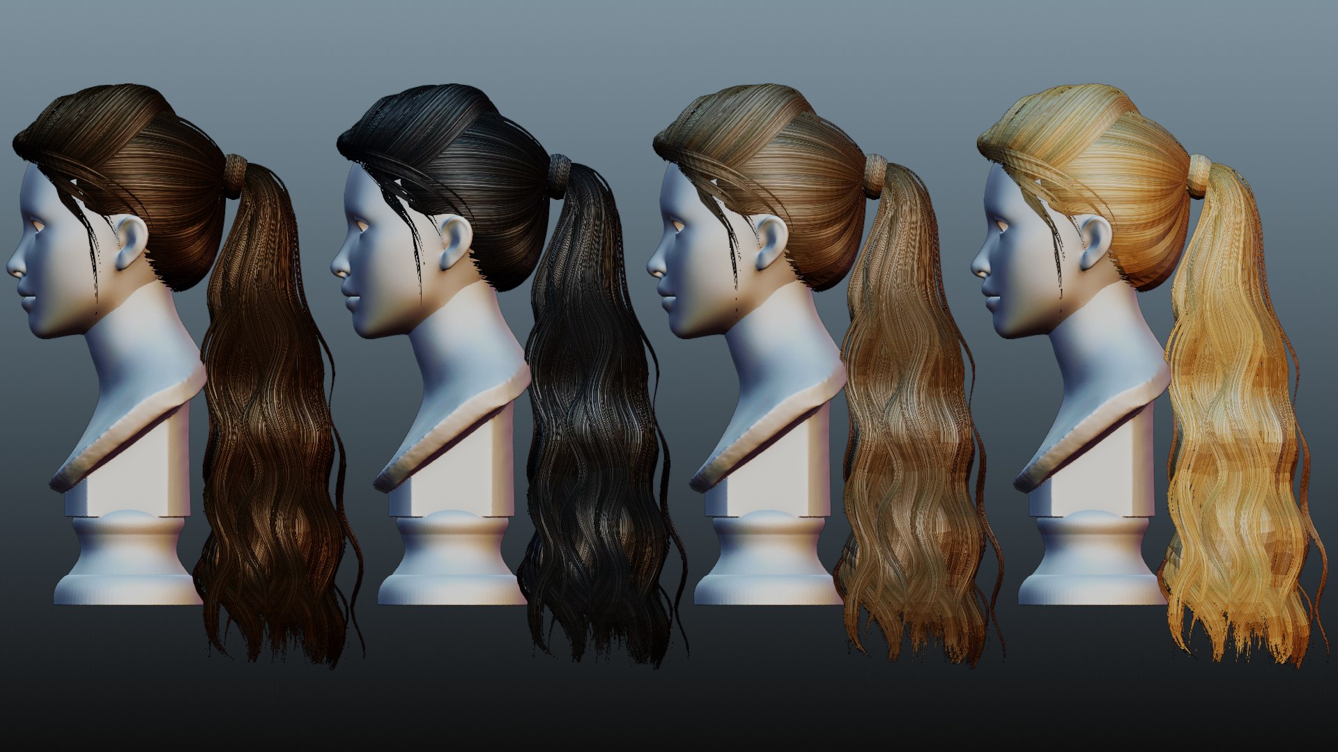 Female Long Hair Low Poly 4 Colors Model - TurboSquid 2129376