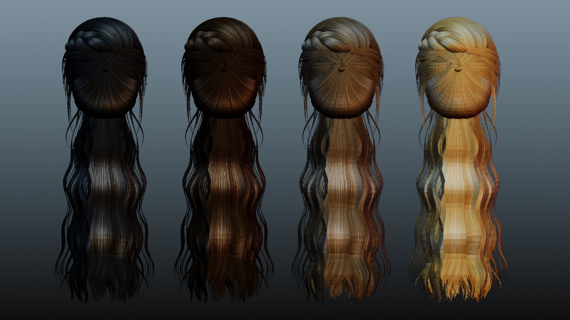 Female long hair low poly 4 colors model - TurboSquid 2129376