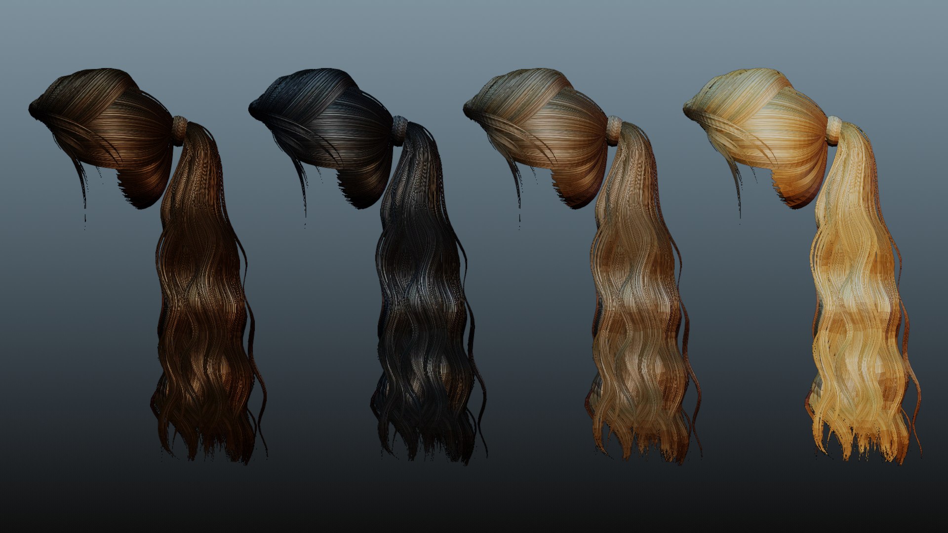 Female Long Hair Low Poly 4 Colors Model - TurboSquid 2129376