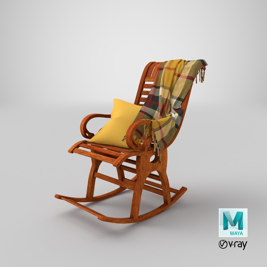 3D Rocking Chair With Textile Model - TurboSquid 2128472