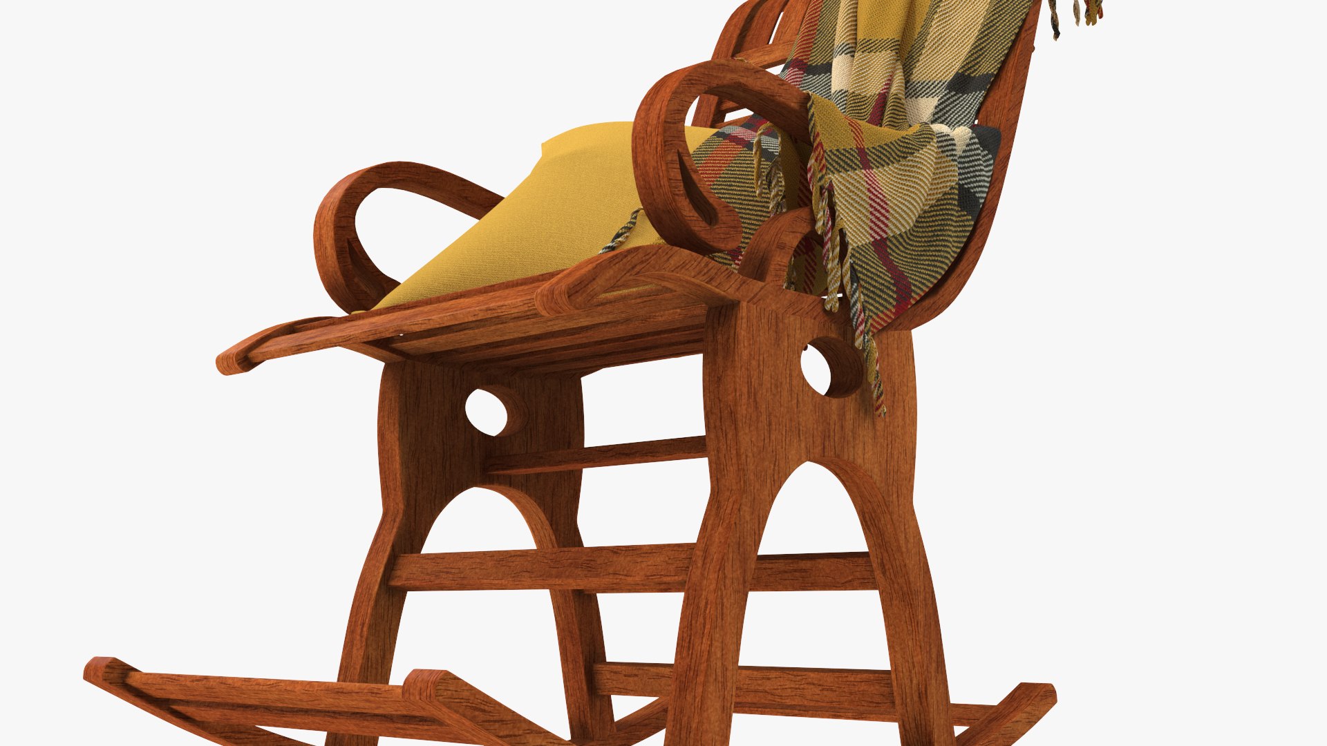 3D Rocking Chair With Textile Model - TurboSquid 2128472