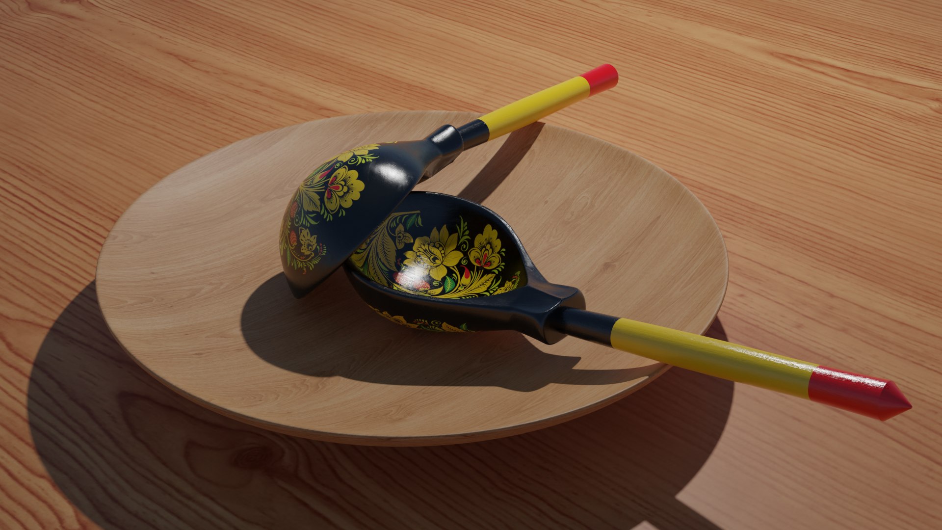 Russian wooden spoons palekh 3D - TurboSquid 1539124