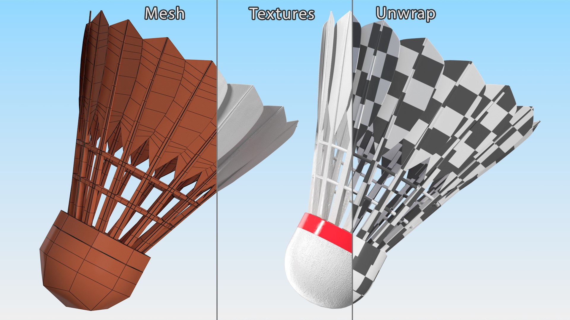 Corkwood Badminton Feather Shuttlecock 3D Model - TurboSquid 2146544