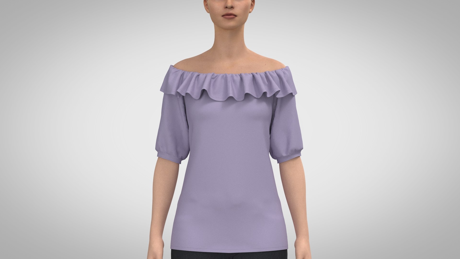 Ruffle Collar Blouse Outfit 3D model - TurboSquid 2169210