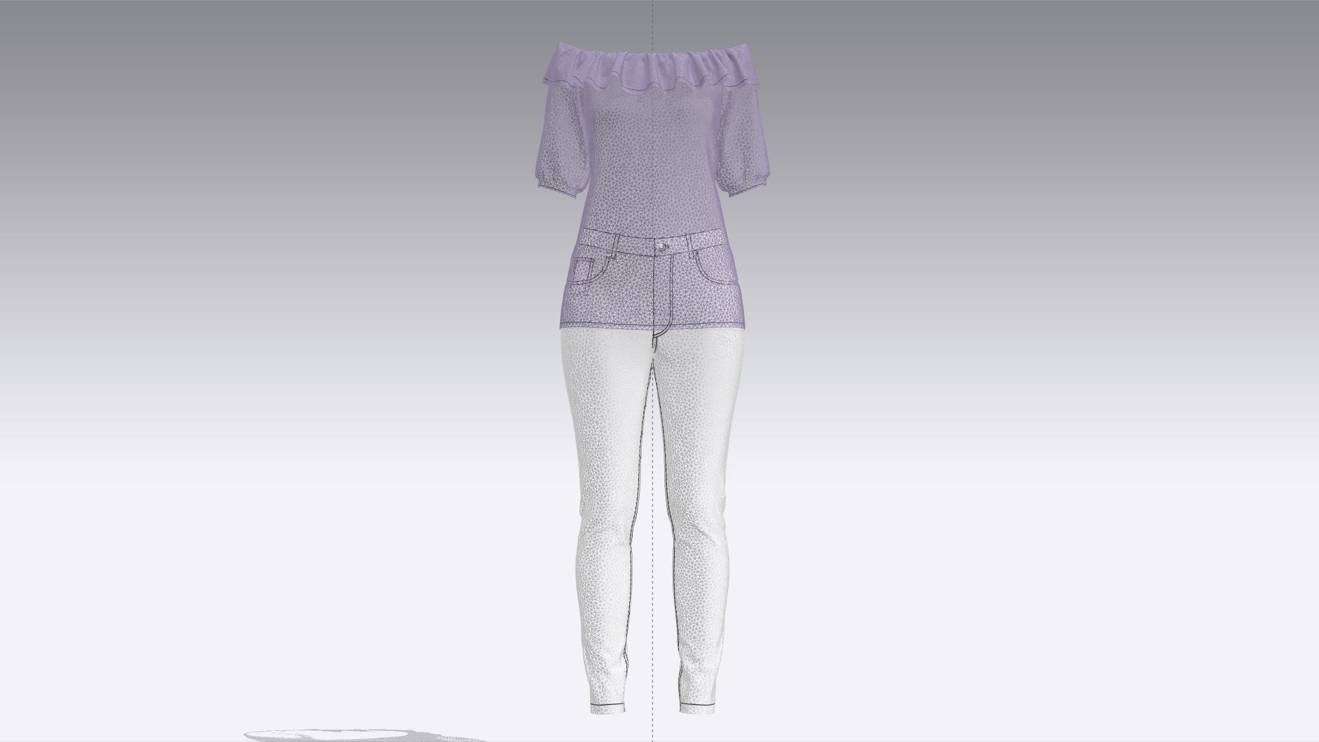 Ruffle Collar Blouse Outfit 3D model - TurboSquid 2169210