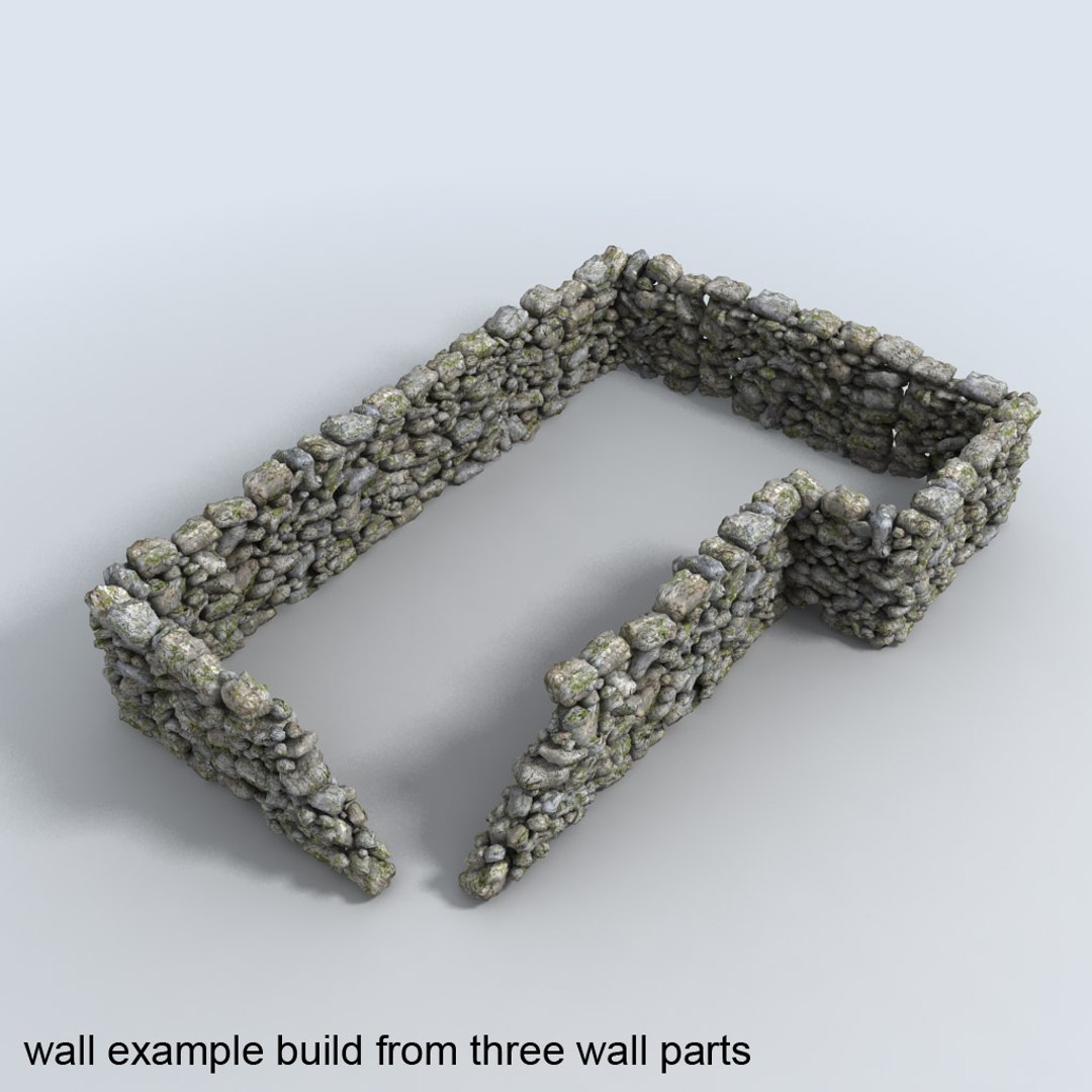 Rock Wall 3 Parts 3d Model