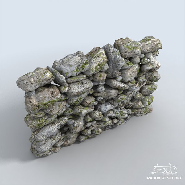 rock wall 3 parts 3d model