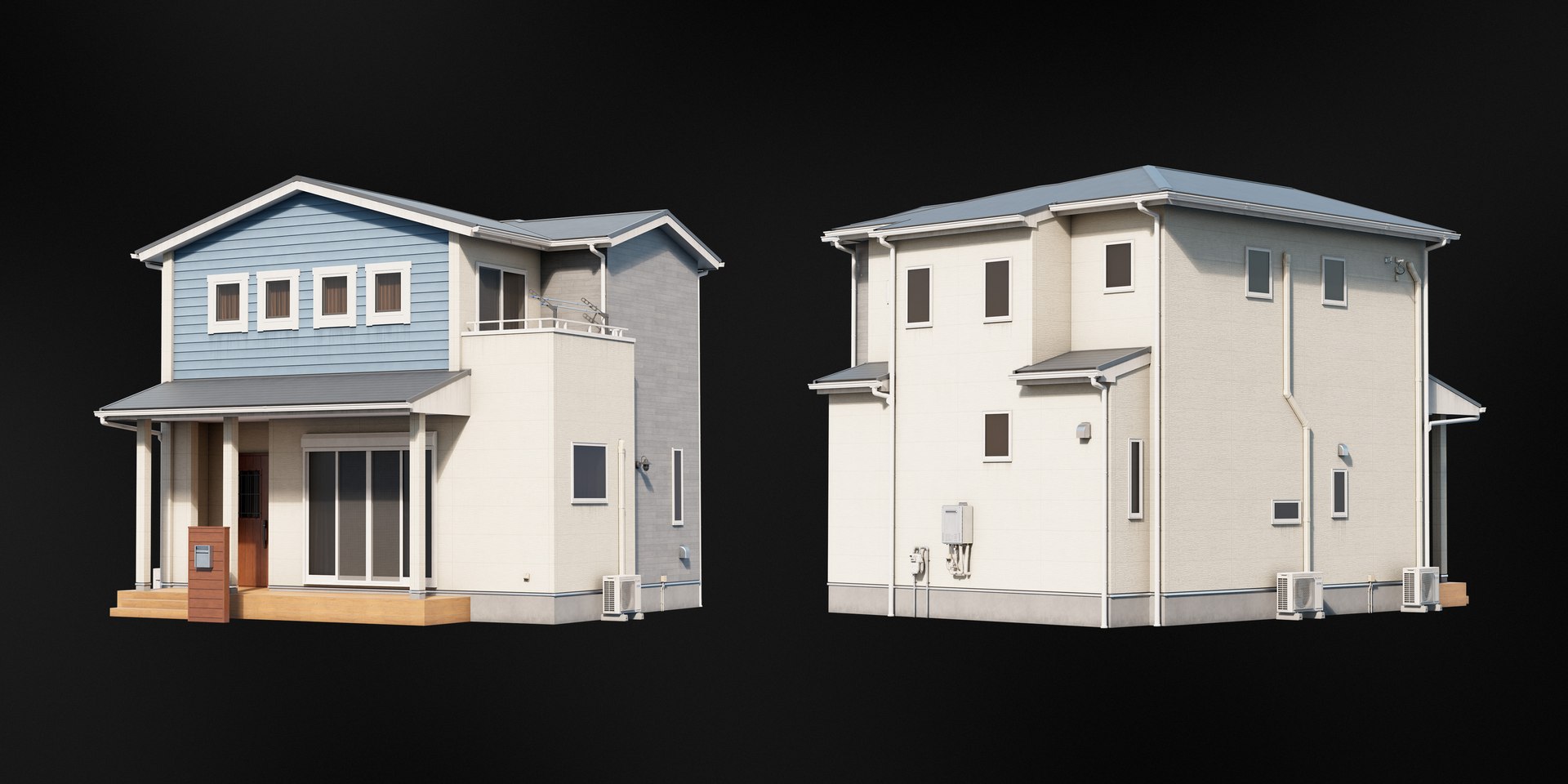 3D Model Japanese Modern House - TYO-FS Series - Bundle 4 Models ...