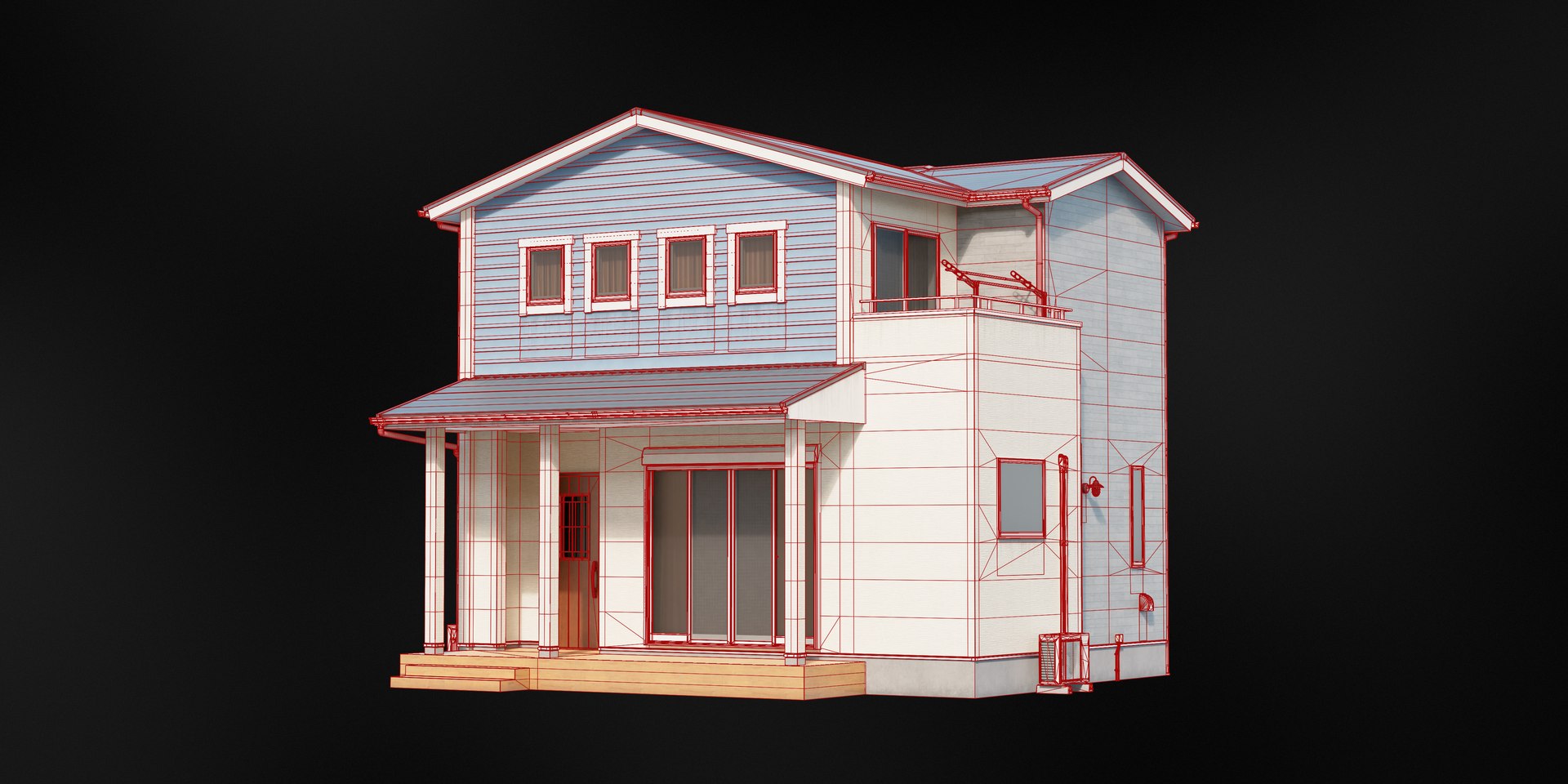 3D Model Japanese Modern House - TYO-FS Series - Bundle 4 Models ...