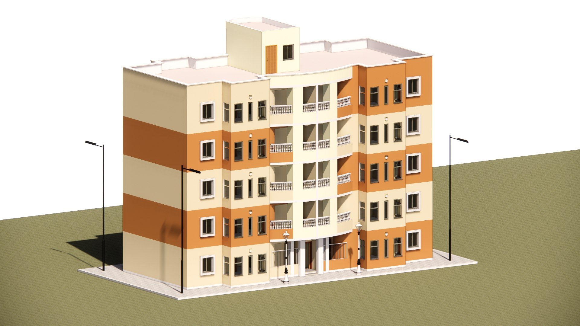 Residential Building G Plus 4 In Revit 3D Model - TurboSquid 2199136