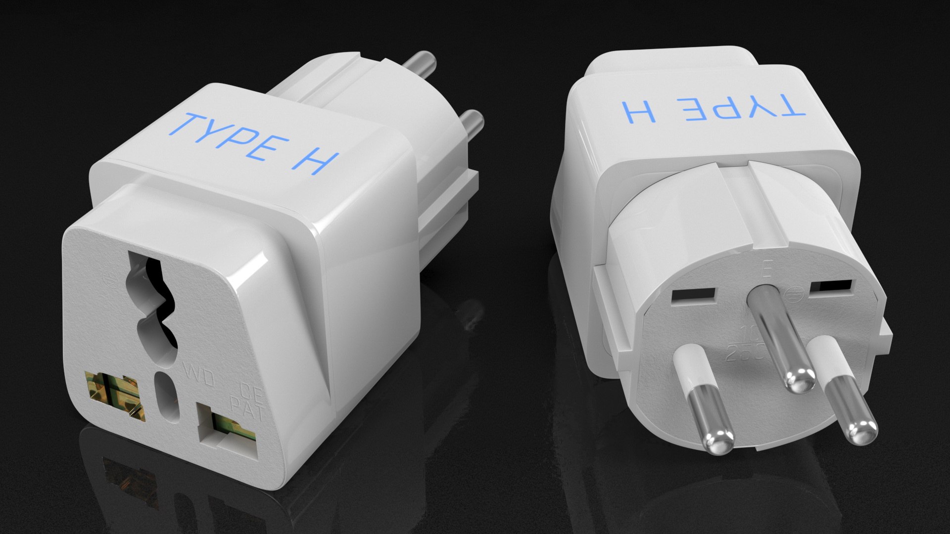 3D Electrical Plug Type H Adapter White - TurboSquid 1841229