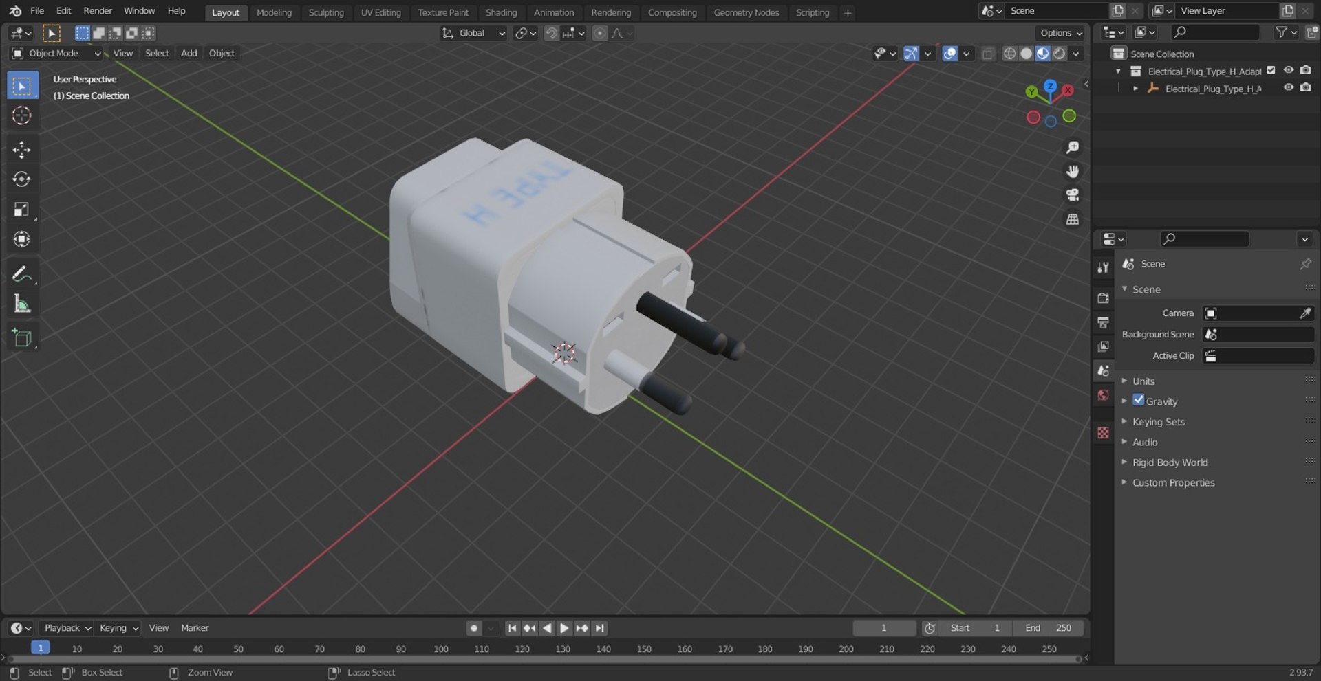 3D Electrical Plug Type H Adapter White - TurboSquid 1841229