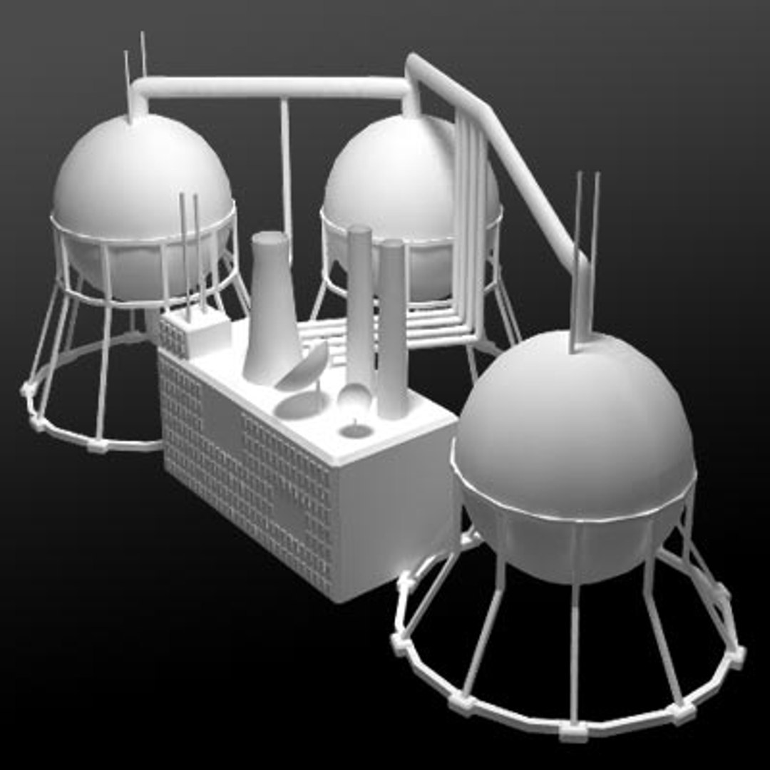 3d Factory Buildings Low-poly Model