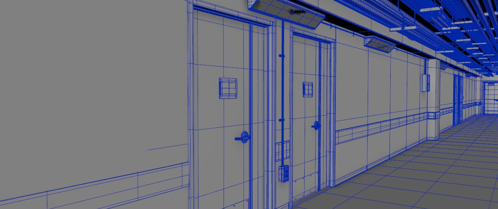3d Model Photorealistic Industrial Hallway