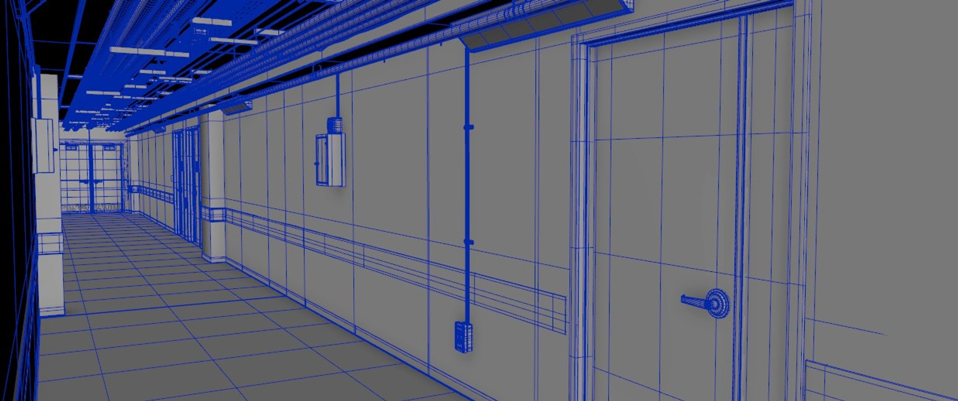 3d model photorealistic industrial hallway