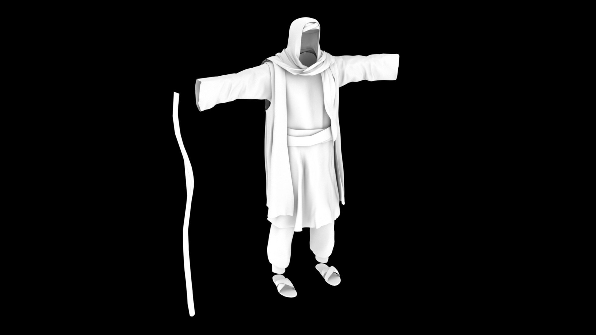 3D Old Arab Man Clothes With Sandal And Stick - TurboSquid 2085349