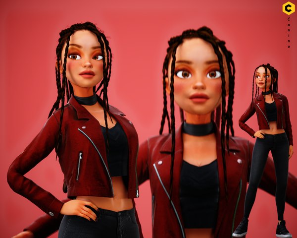 3d Stylized Cartoon Girl Character Rigged Turbosquid 1921927