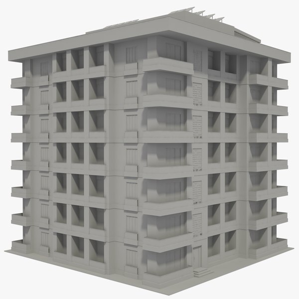 3D модель Многоквартирный дом с интерьером - БЕЗ ТЕКСТУР - TurboSquid ...