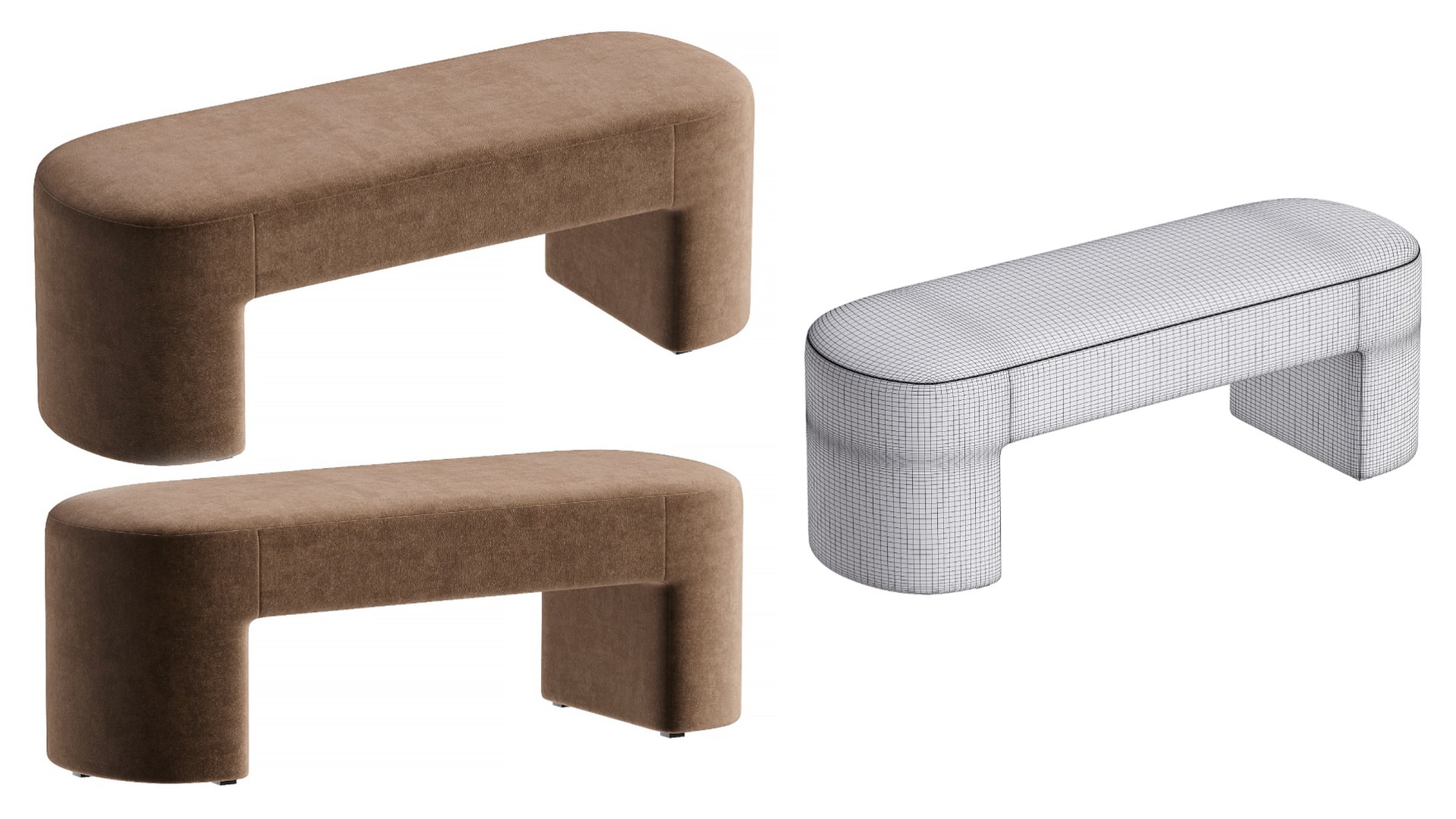 Elena Velvet Bench Model - TurboSquid 2199293