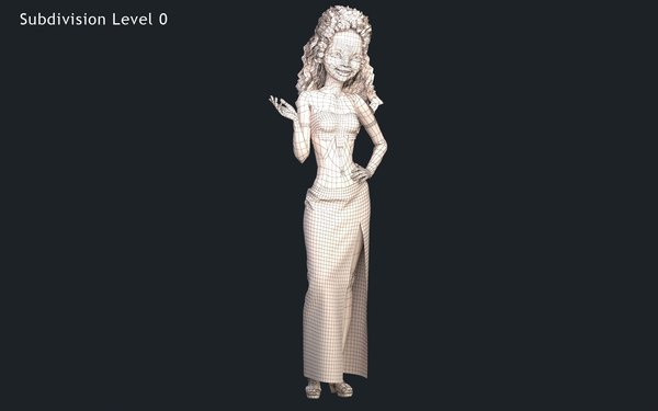 modelo 3d Chica africana de dibujos animados con vestido largo de pie blanco - TurboSquid 2277055