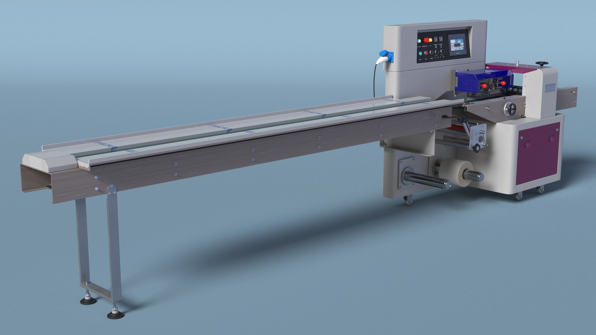 Horizontal Flow Pack Machine With Conveyor Belt Model - TurboSquid 2376637