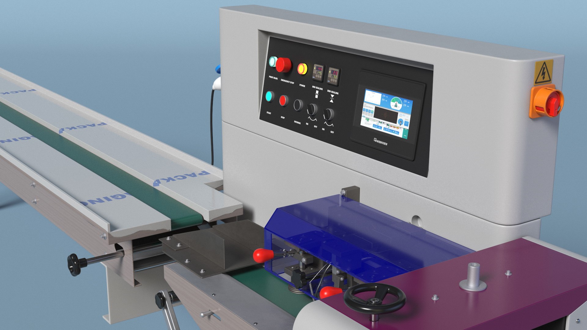 Horizontal Flow Pack Machine With Conveyor Belt Model - TurboSquid 2376637