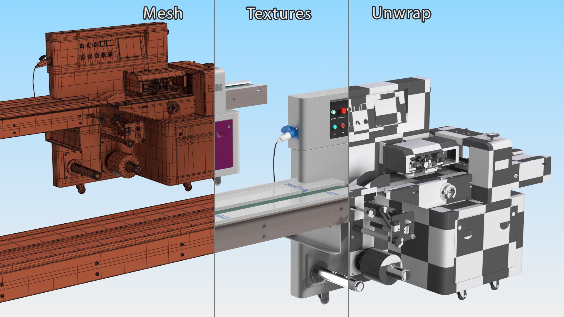 Horizontal Flow Pack Machine With Conveyor Belt Model - TurboSquid 2376637