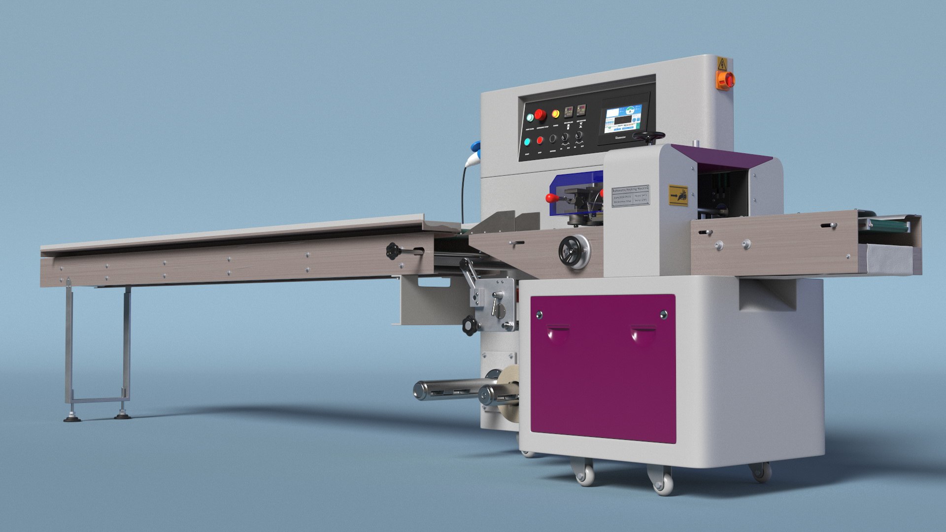 Horizontal Flow Pack Machine With Conveyor Belt Model - TurboSquid 2376637