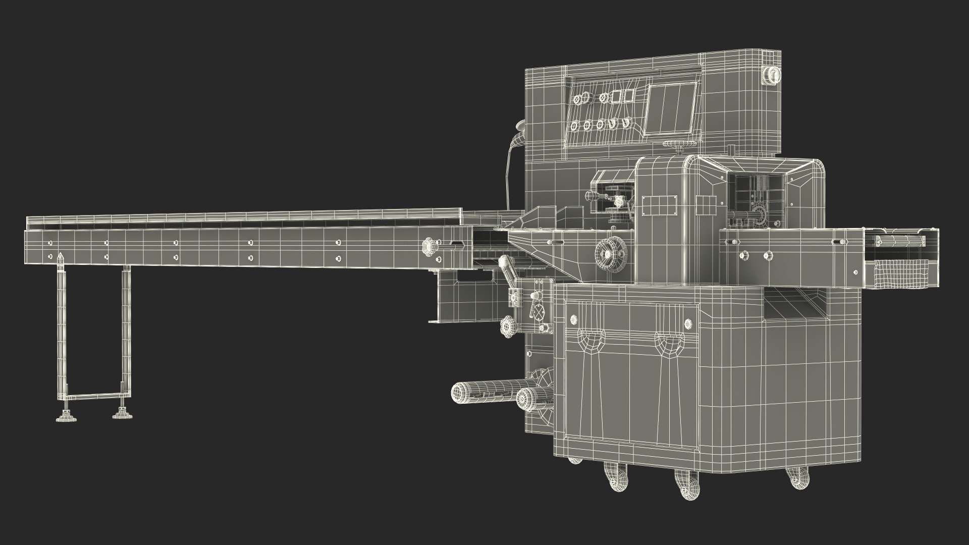 Horizontal Flow Pack Machine With Conveyor Belt Model - TurboSquid 2376637