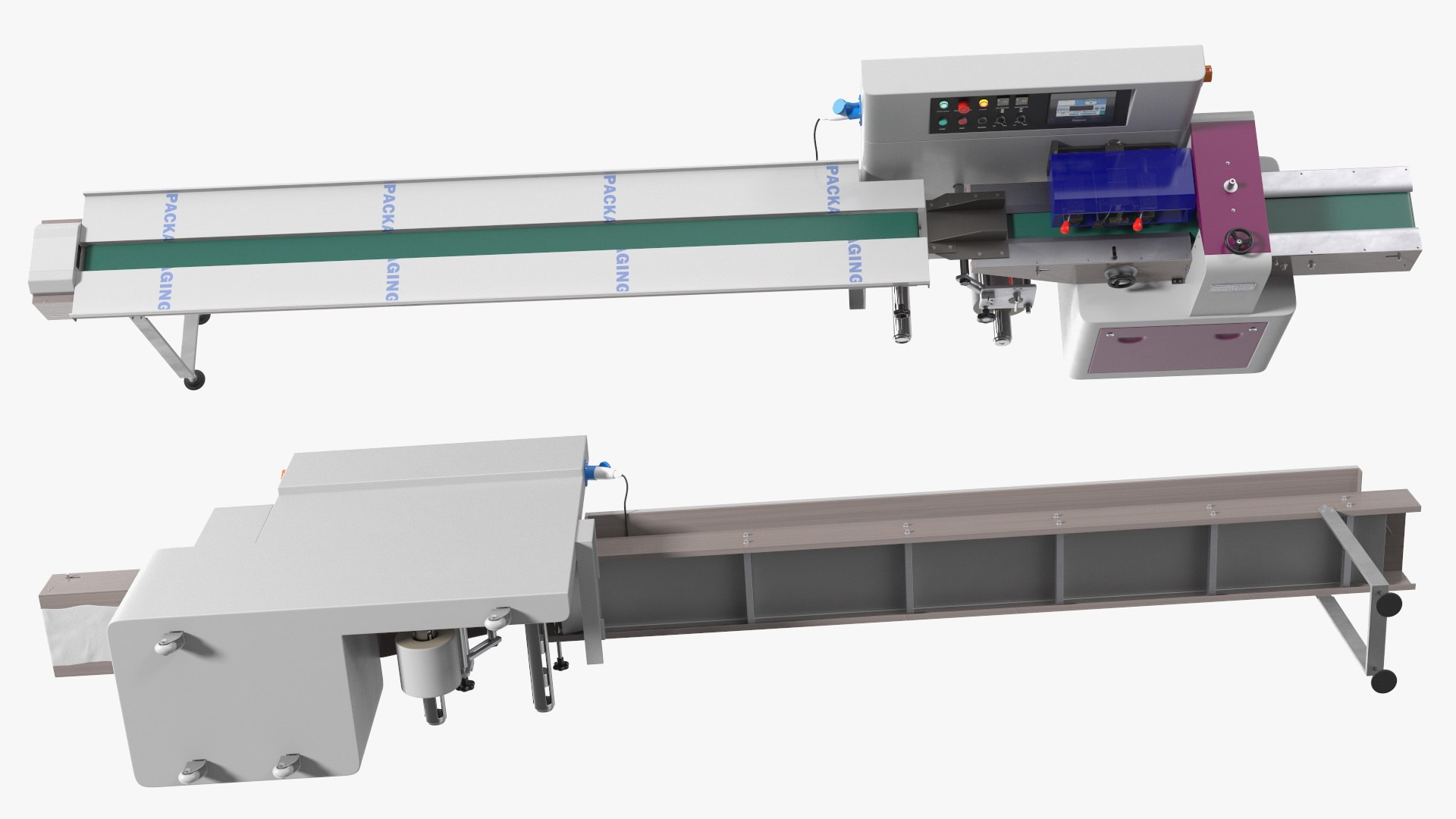 Horizontal Flow Pack Machine With Conveyor Belt Model - TurboSquid 2376637