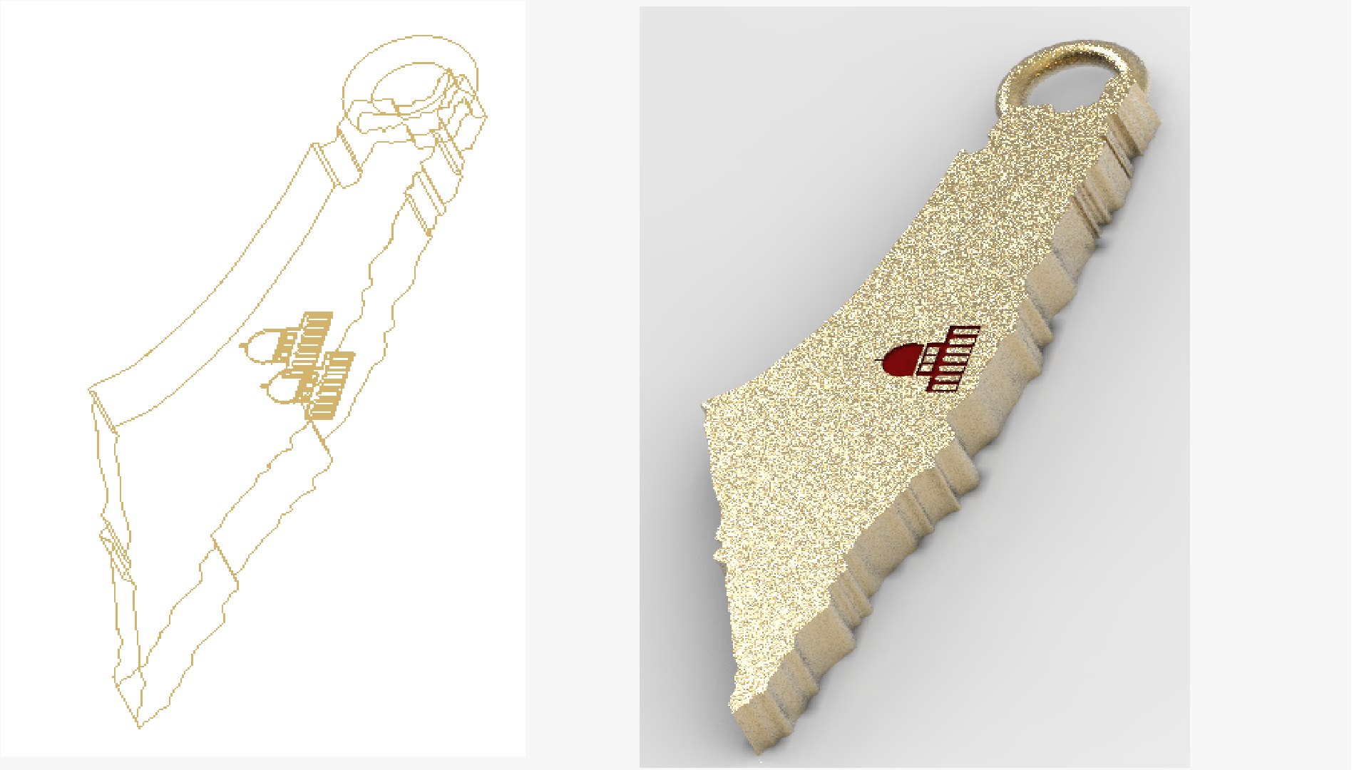 3D Israel Map Pendant Print Palestine - TurboSquid 2148290
