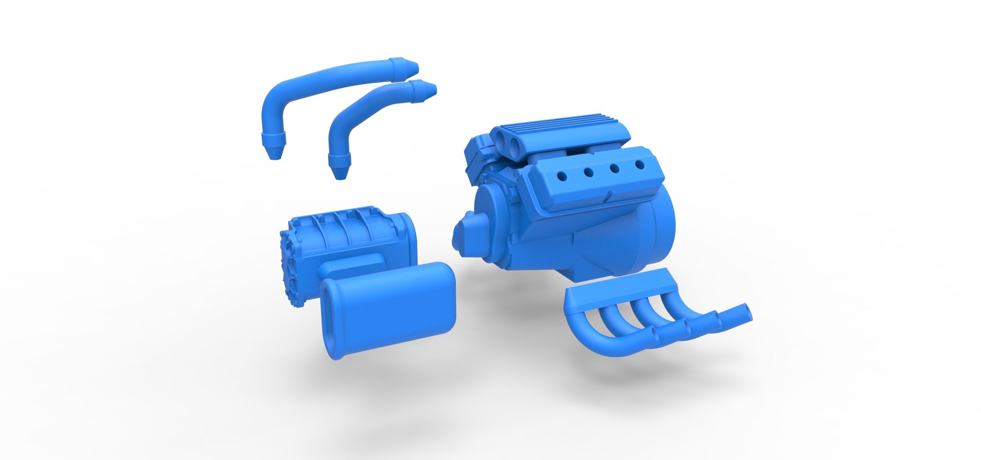 Diecast Engine V8 With Front Supercharger Scale 1 To 25 3D Model ...