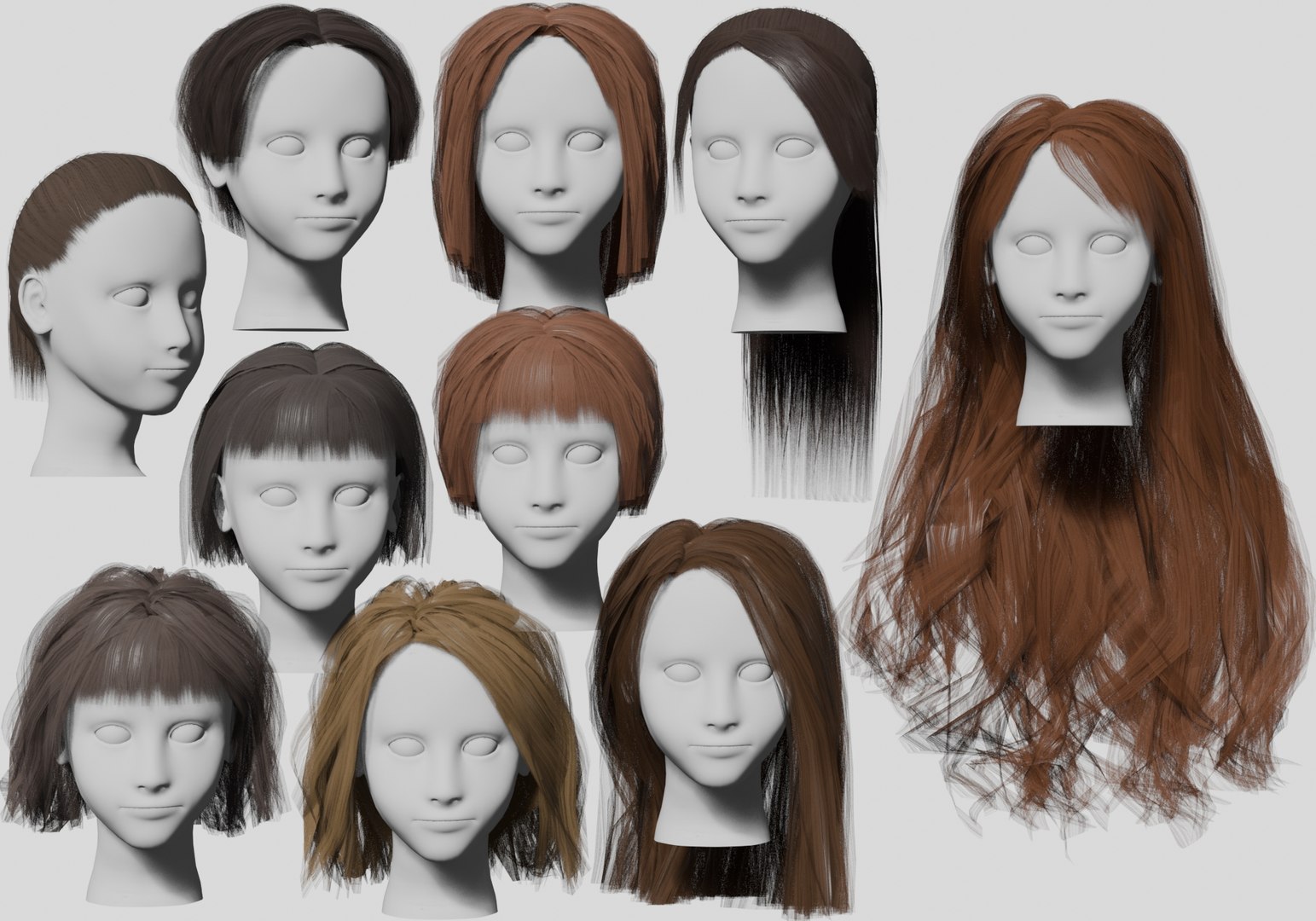 10 Hairstyles 3D Model - TurboSquid 2349286