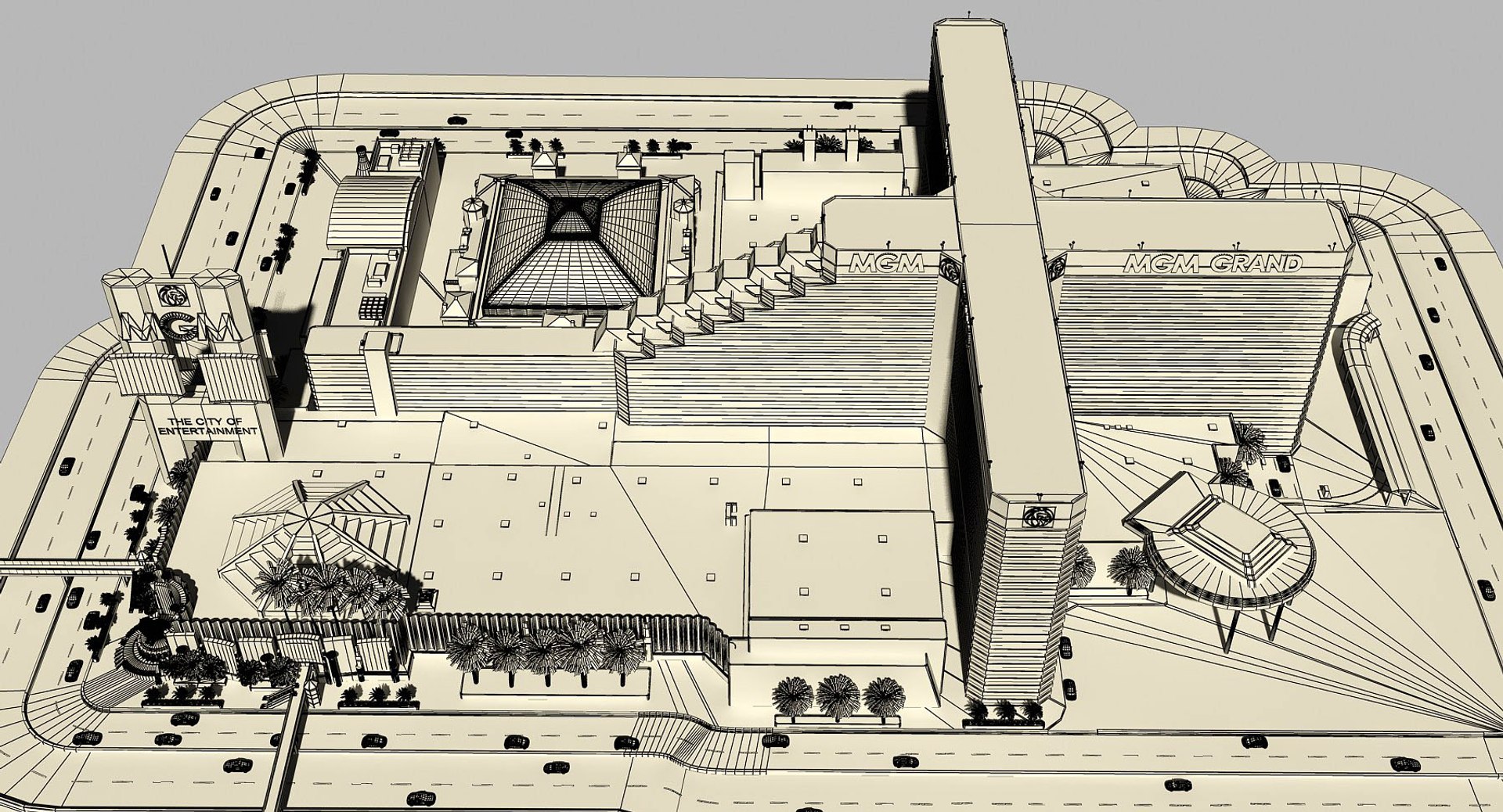 mgm grand building las vegas 3d dxf