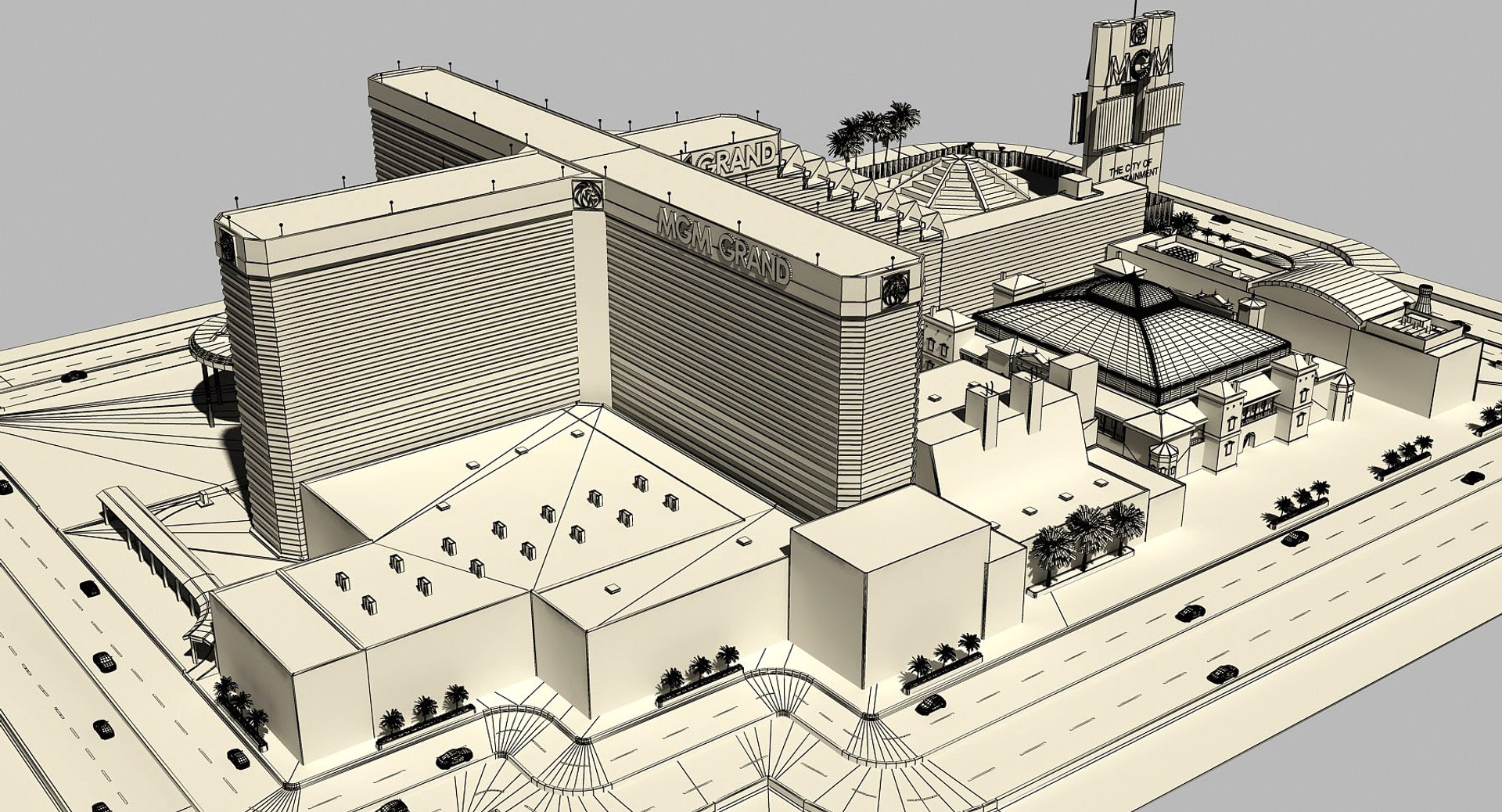 mgm grand building las vegas 3d dxf