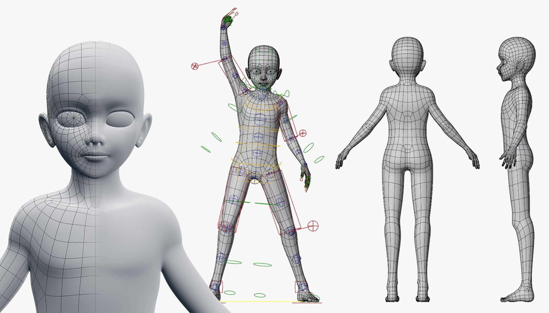 3D Child Meshes Rigged Base - TurboSquid 1447391