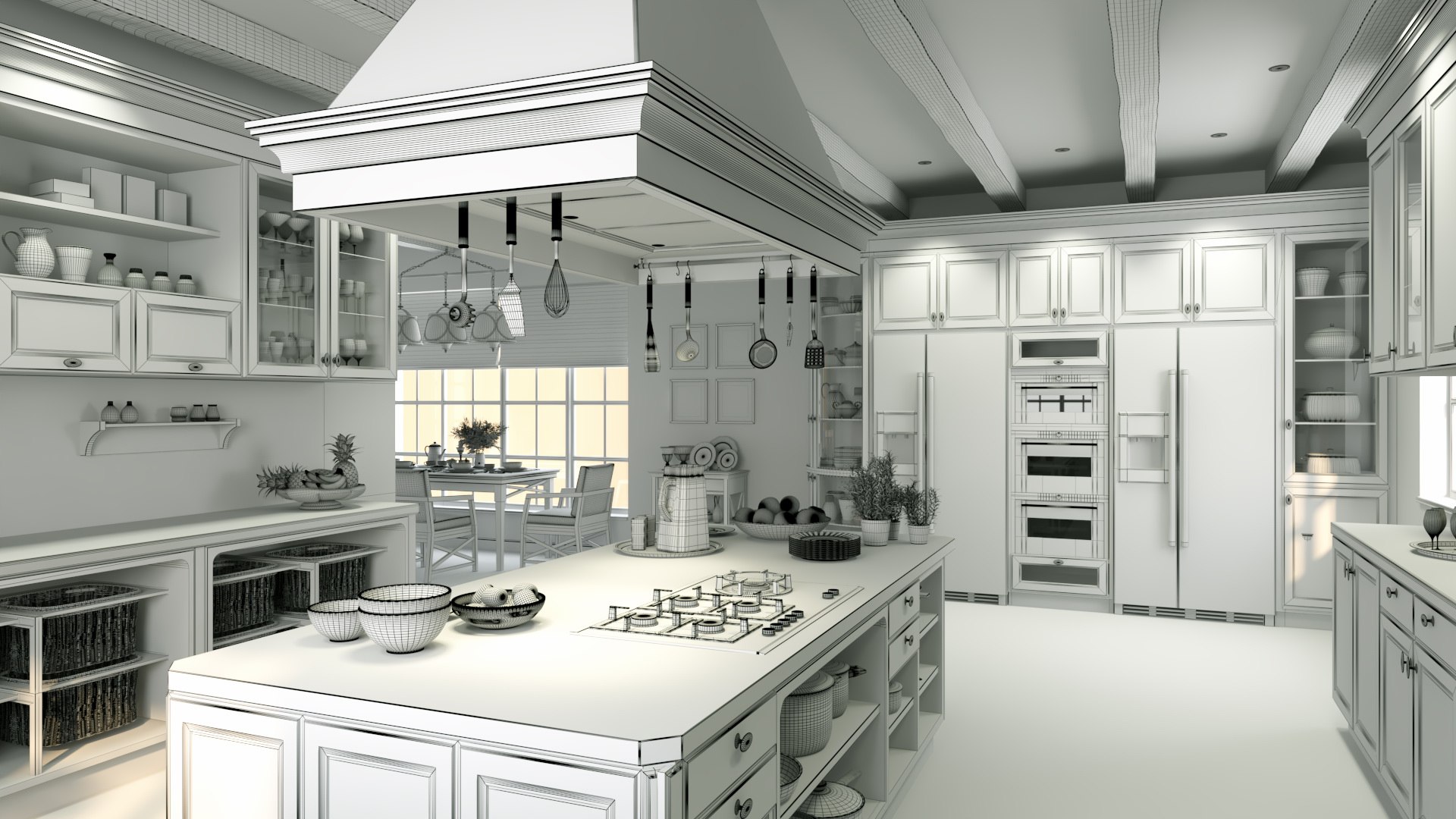 3d Scene Country Kitchen