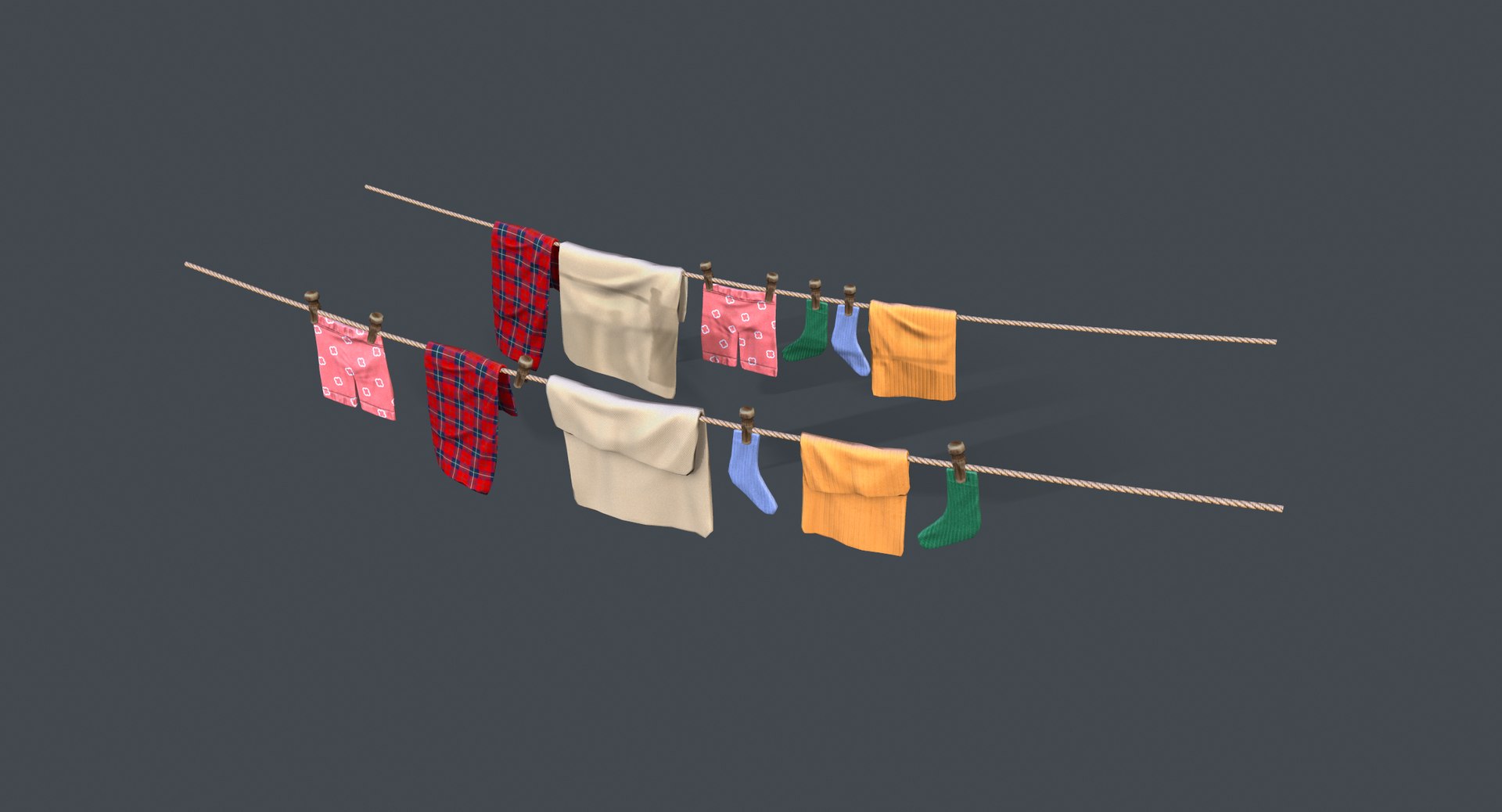 Ready Cartoon Clothes Rope 3D Model - TurboSquid 1448799