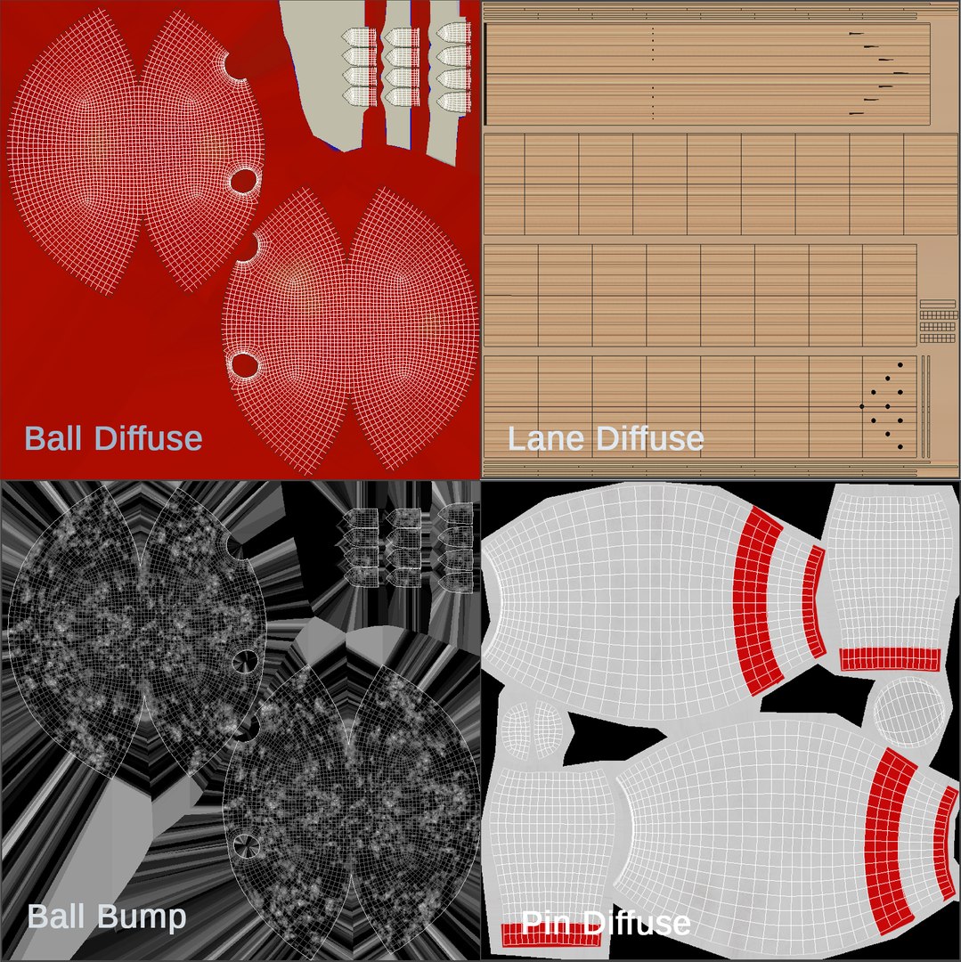 Bowling Pins Balls Lane 3d Model