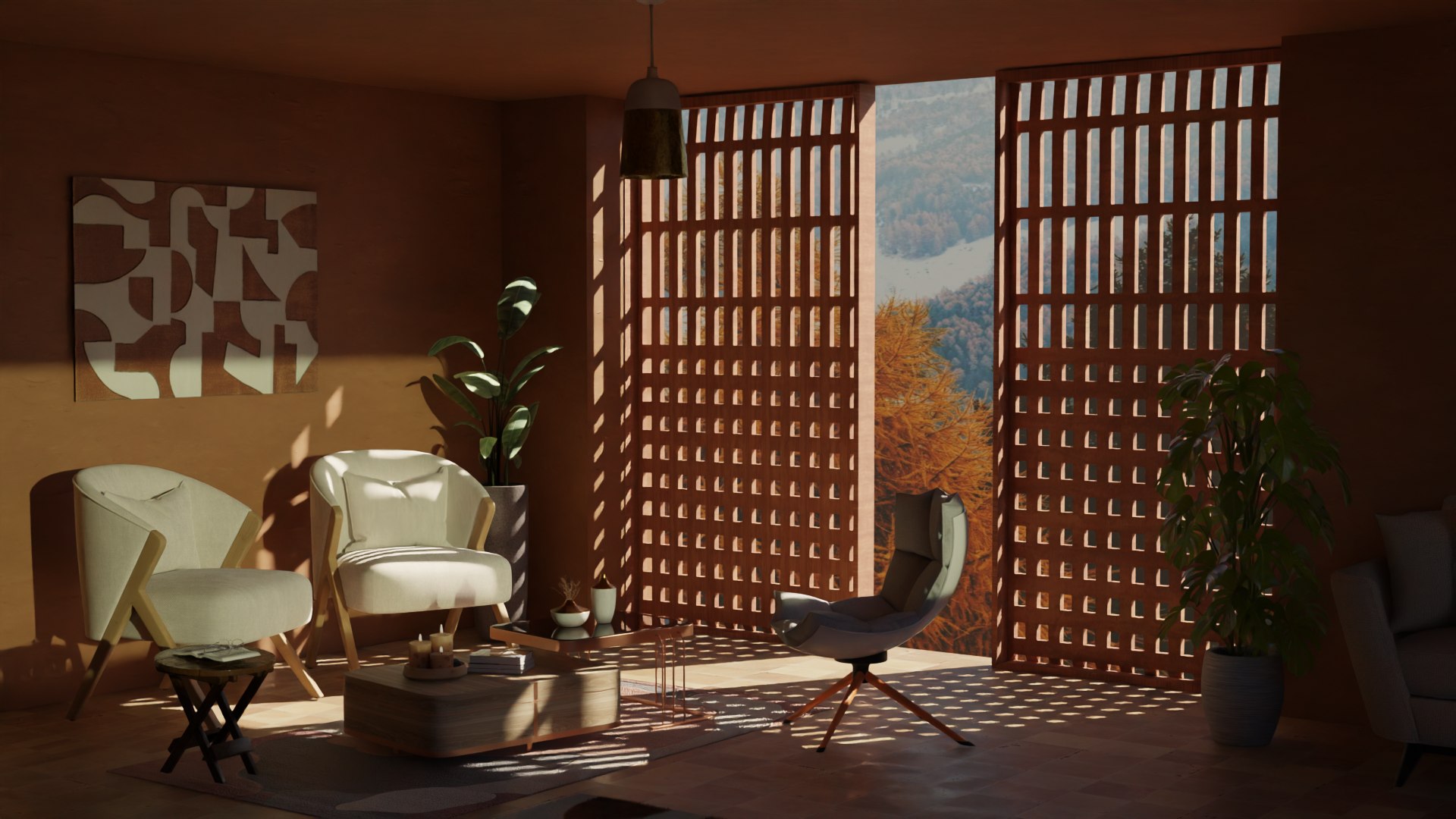 Modern Sunlit Lounge Interior - High-Quality 3D Model For Architectural ...