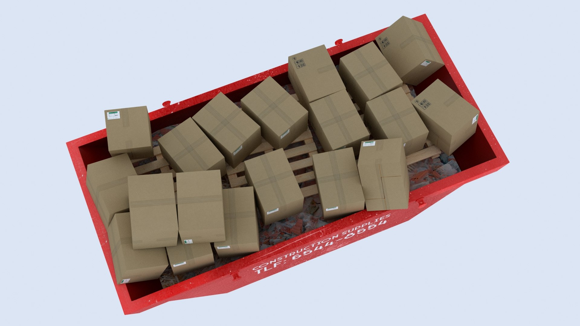 3D model Industrial Container with cardboard boxes - TurboSquid 1965325