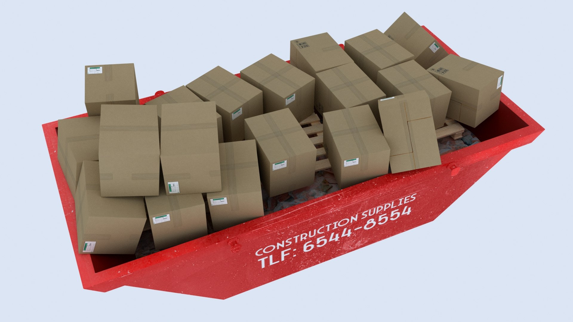 3D model Industrial Container with cardboard boxes - TurboSquid 1965325