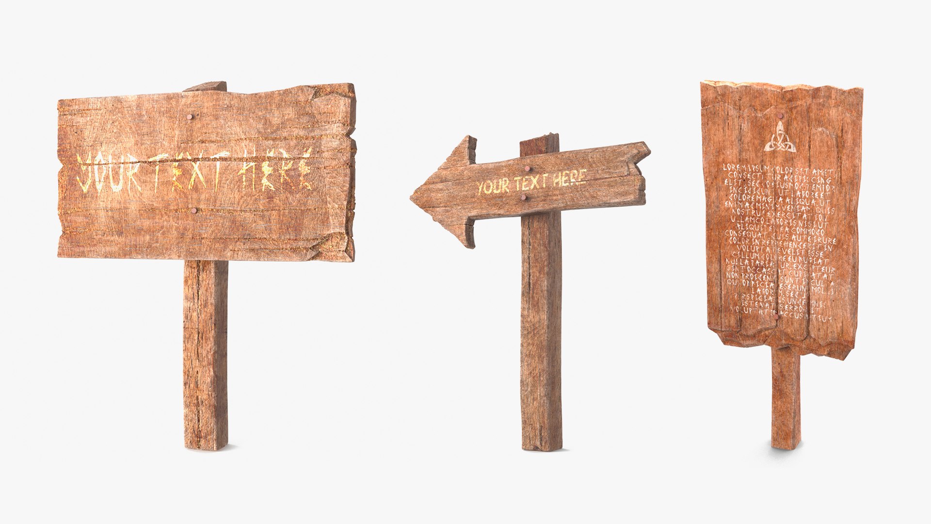 3D Mockup Wooden Sign Boards Collection - TurboSquid 2139725