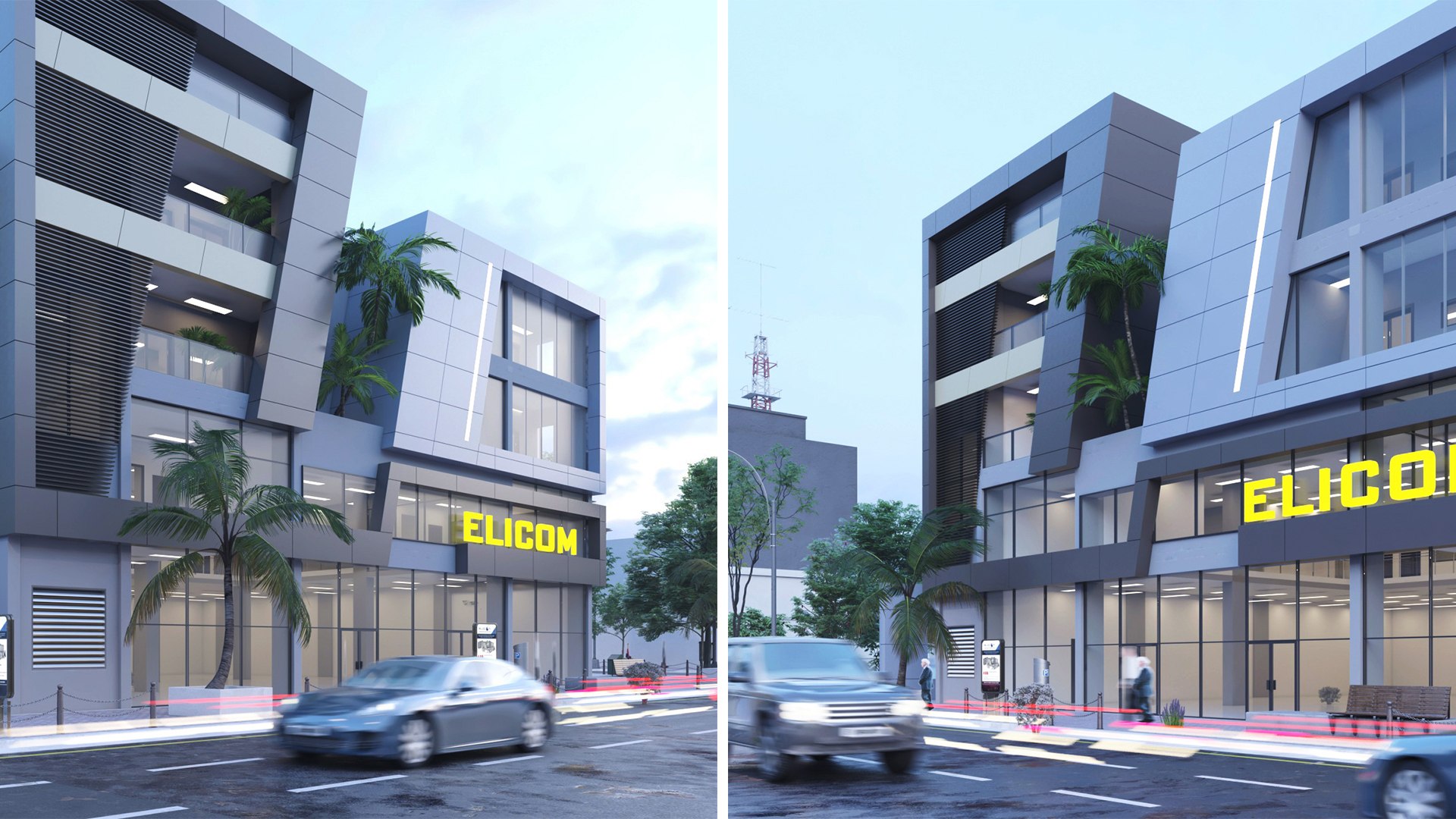 Commercial Building 3D Exterior Scene 3D - TurboSquid 2185015