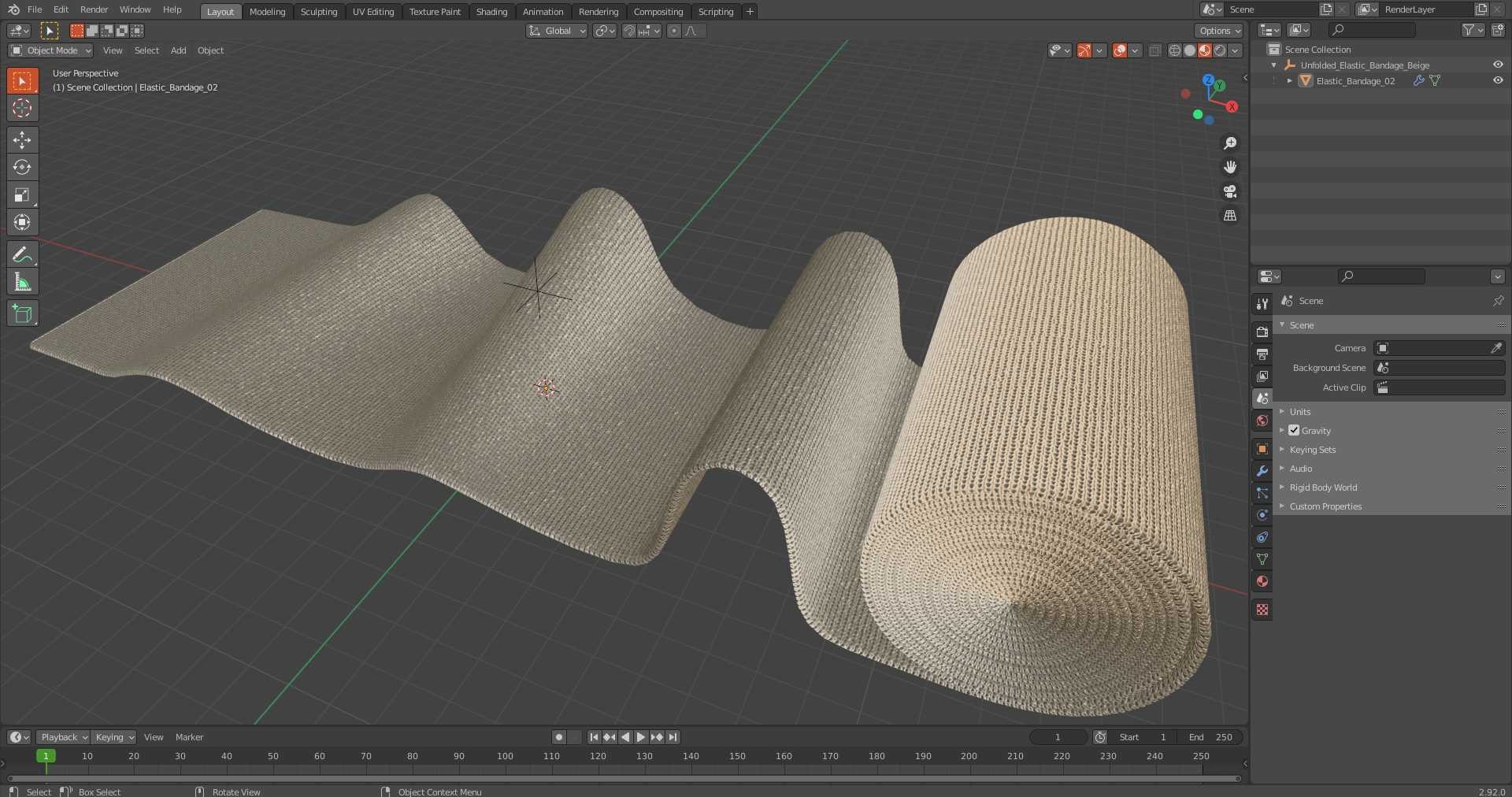 3D Unfolded Elastic Bandage Beige - TurboSquid 2225810