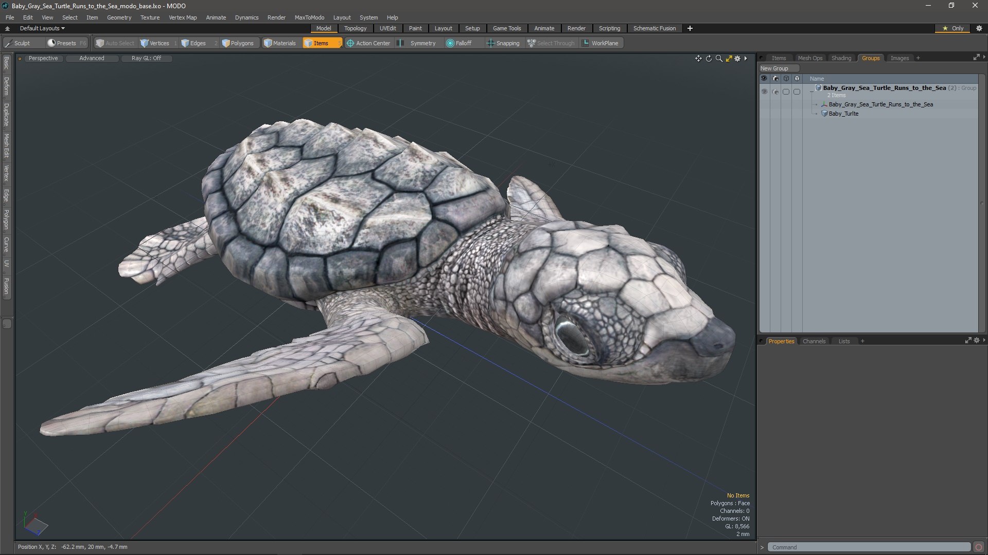 Baby Gray Sea Turtle Runs To The Sea 3D - TurboSquid 2201878